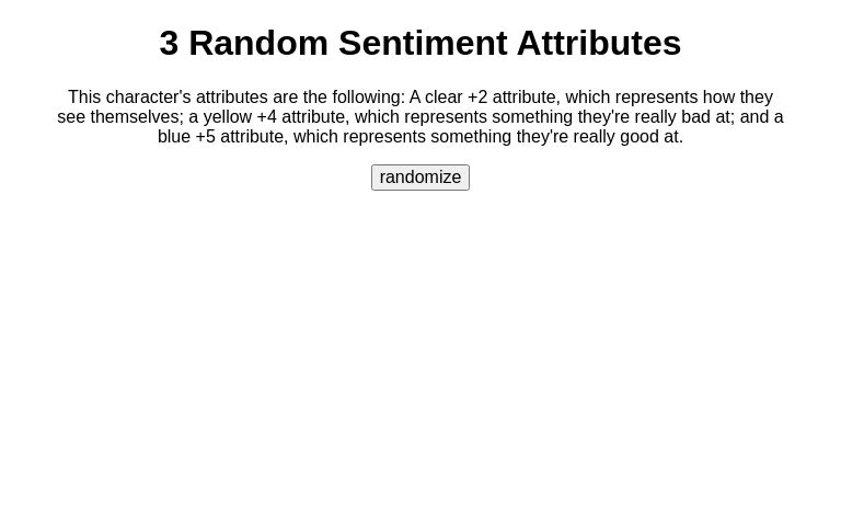 3 Random Sentiment Attributes ― Perchance Generator