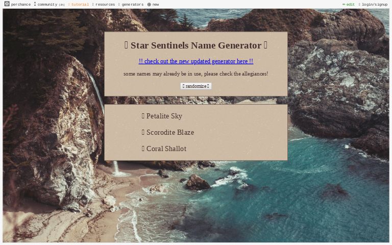 Star Sentinels Name Generator