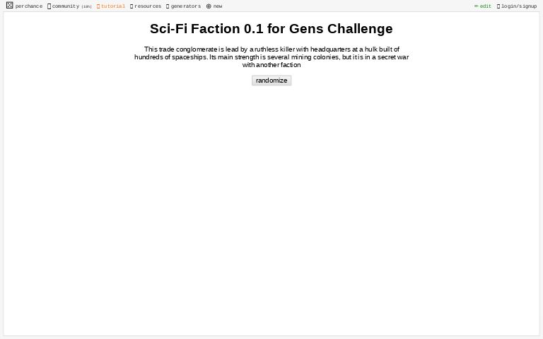 Sci-Fi Faction 0.1 for Gens Challenge ― Perchance Generator