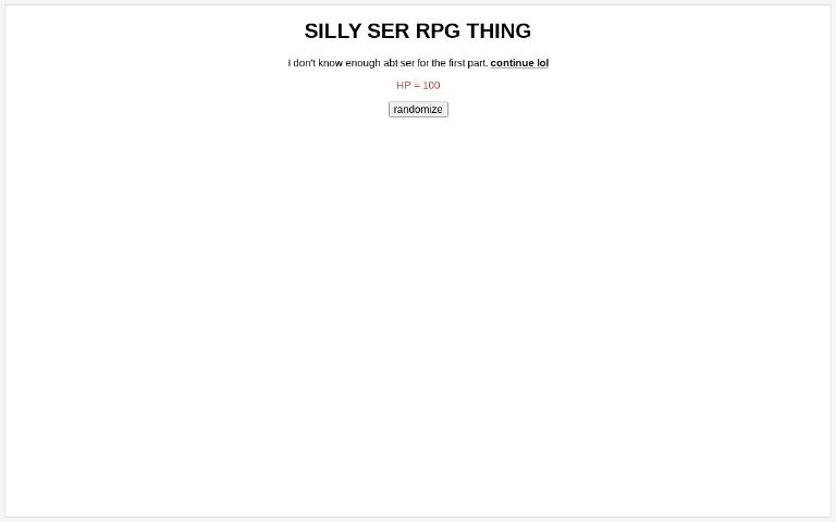 SILLY SER RPG THING ― Perchance Generator