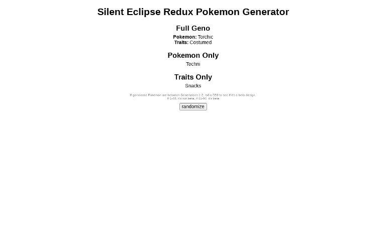 Silent Eclipse Redux Pokemon Generator