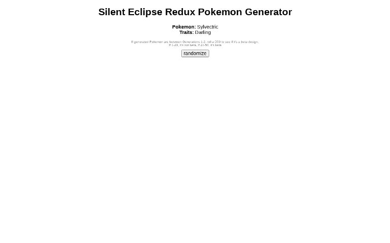 Silent Eclipse Redux Pokemon Generator
