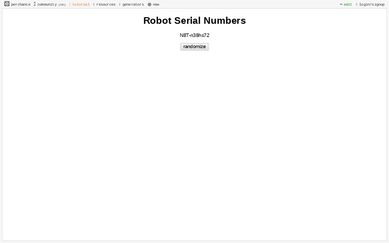 Robot Serial Numbers ― Perchance Generator