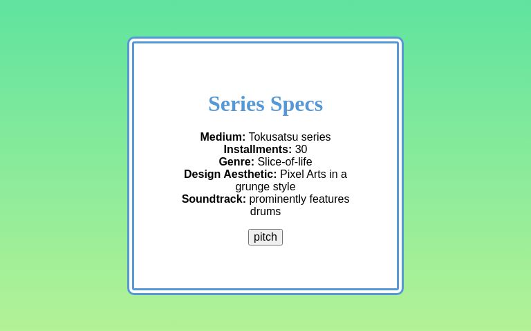 Series Specs ― Perchance Generator