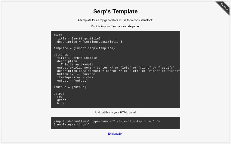 Serp's Template ― Perchance Generator