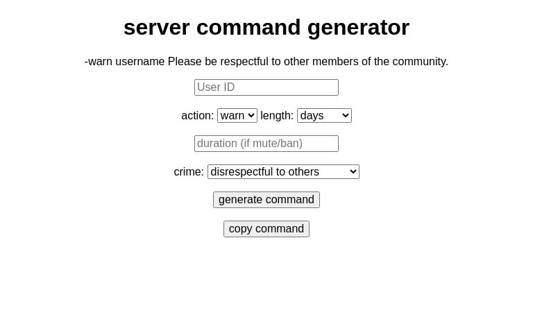 server command generator