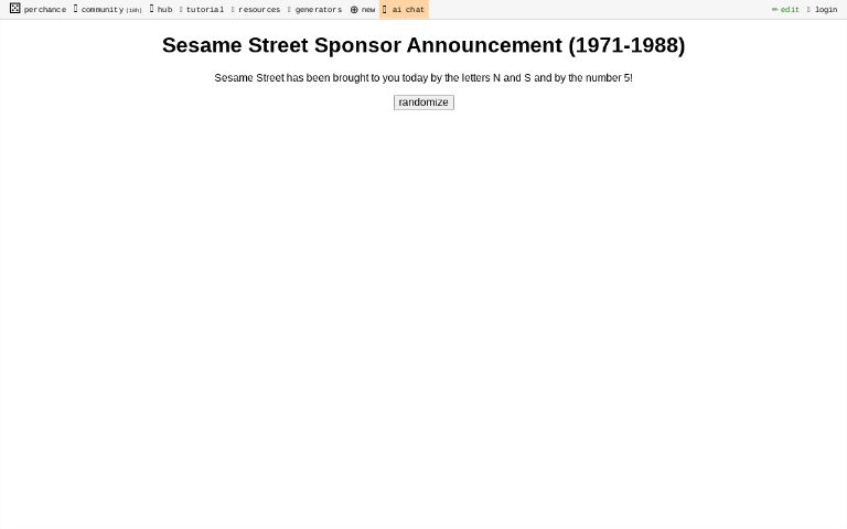 Sesame Street Sponsor Announcement (1971-1988) ― Perchance Generator