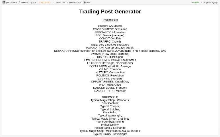 Trading Post Generator