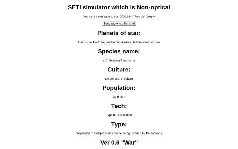 SETI simulator which is Non-optical ― Perchance Generator
