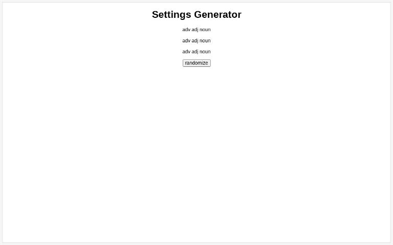 Settings Generator