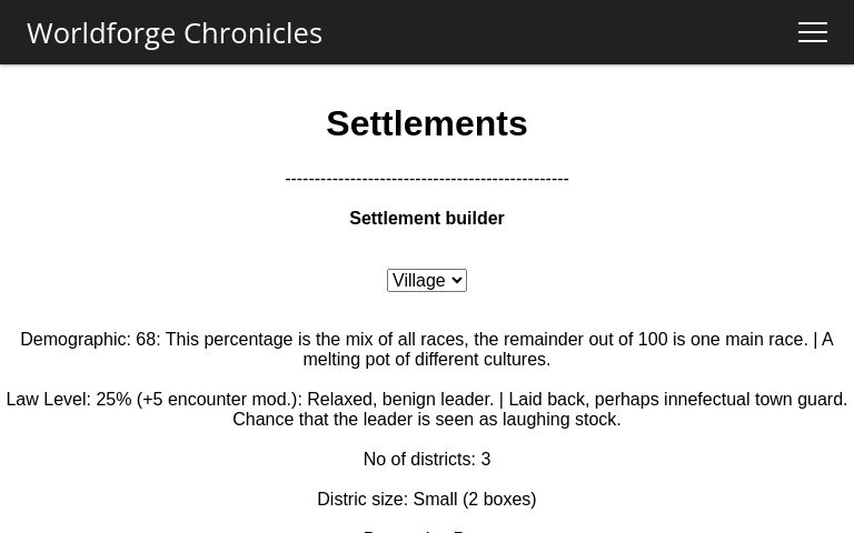 Settlements ― Perchance Generator