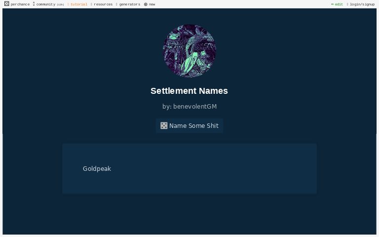 Settlement Names ― Perchance Generator