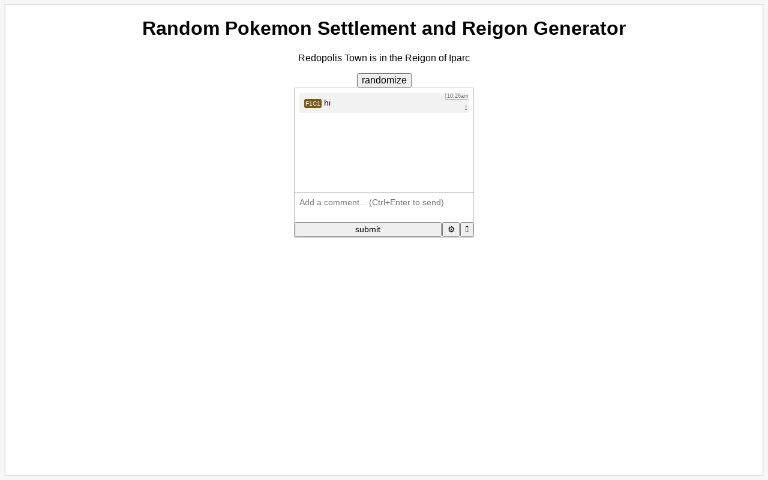 Random Pokemon Settlement and Reigon Generator