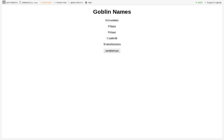 Goblin Names ― Perchance Generator