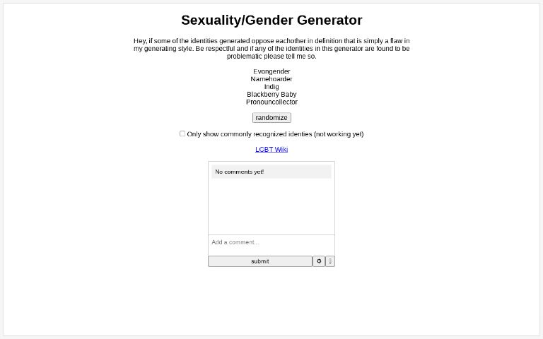 Sexuality/Gender Generator