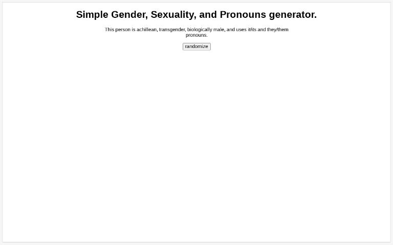 Simple Gender, Sexuality, and Pronouns generator.