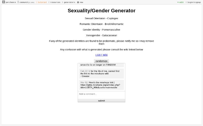 Sexuality/Gender Generator