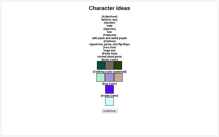 Character ideas ― Perchance Generator