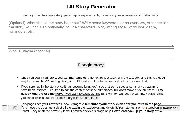 📖 AI Story Generator (free, unlimited, no sign-up)