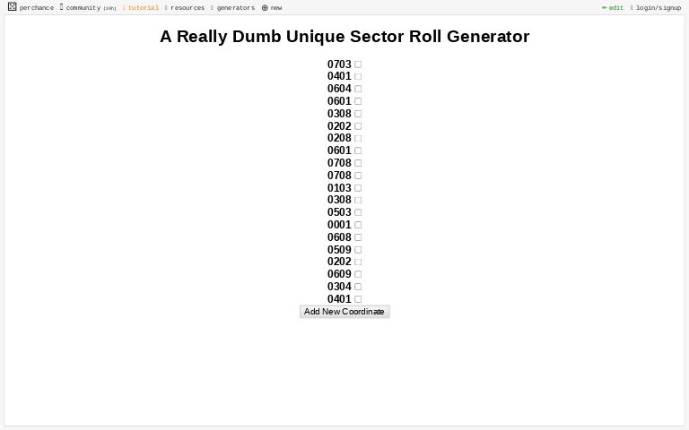 A Really Dumb Unique Sector Roll Generator