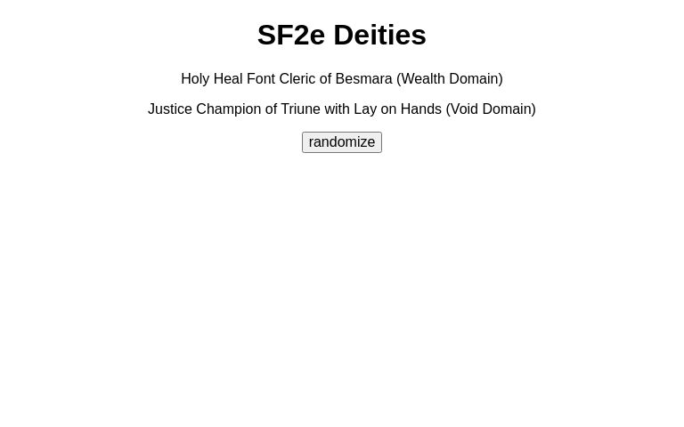 SF2e Deities ― Perchance Generator