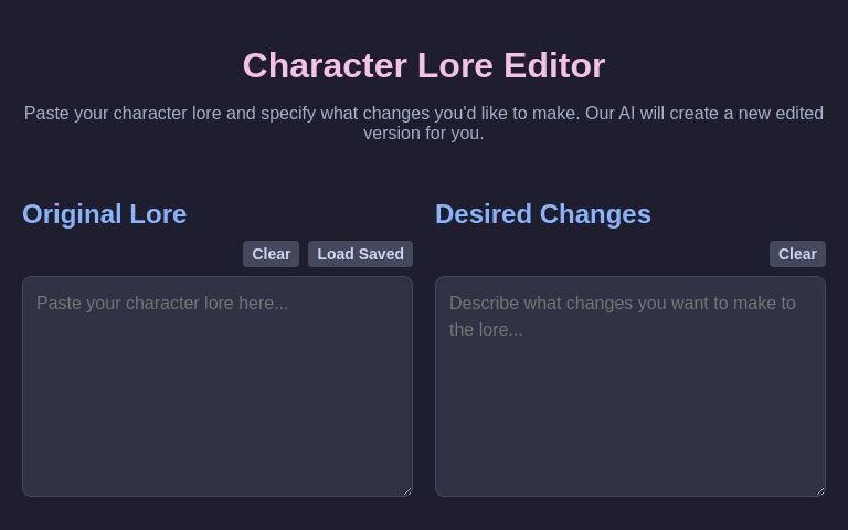 Character Lore Editor ― Perchance Generator