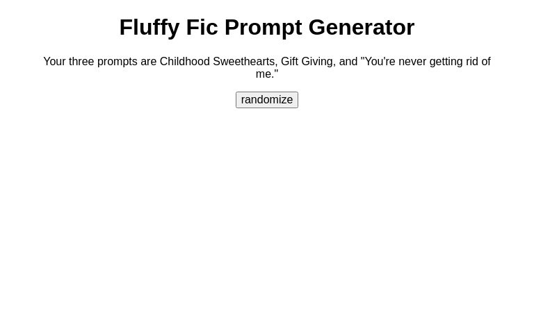 Fluffy Fic Prompt Generator