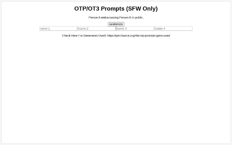 OTP/OT3 Prompts (SFW Only) ― Perchance Generator