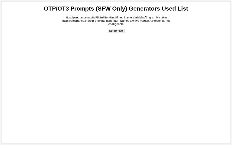 OTP/OT3 Prompts (SFW Only) Generators Used List
