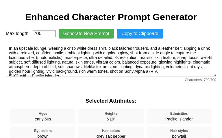 Enhanced Character Prompt Generator
