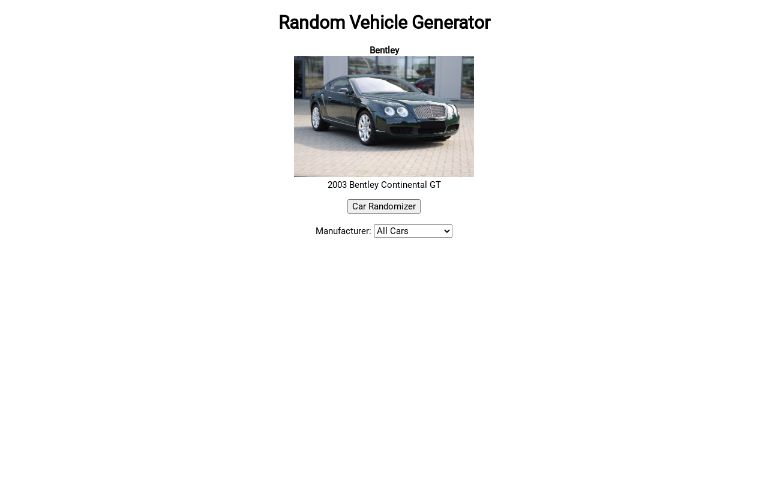 Random Vehicle Generator