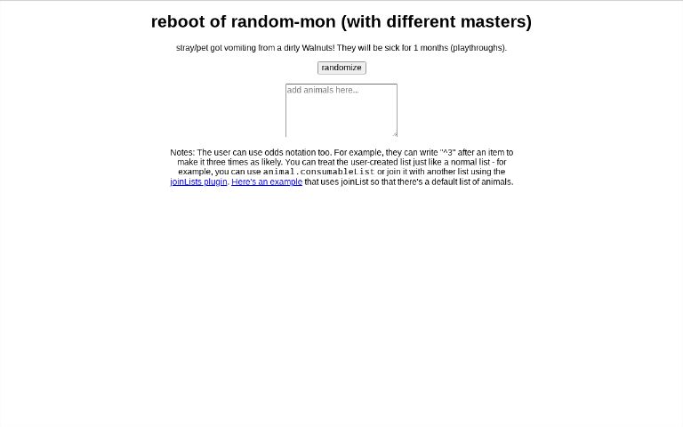 reboot of random-mon (with different masters) ― Perchance Generator