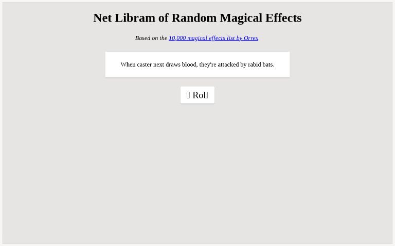 Net Libram of Random Magical Effects ― Perchance Generator