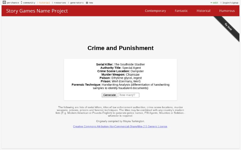 Crime and Punishment ― Perchance Generator