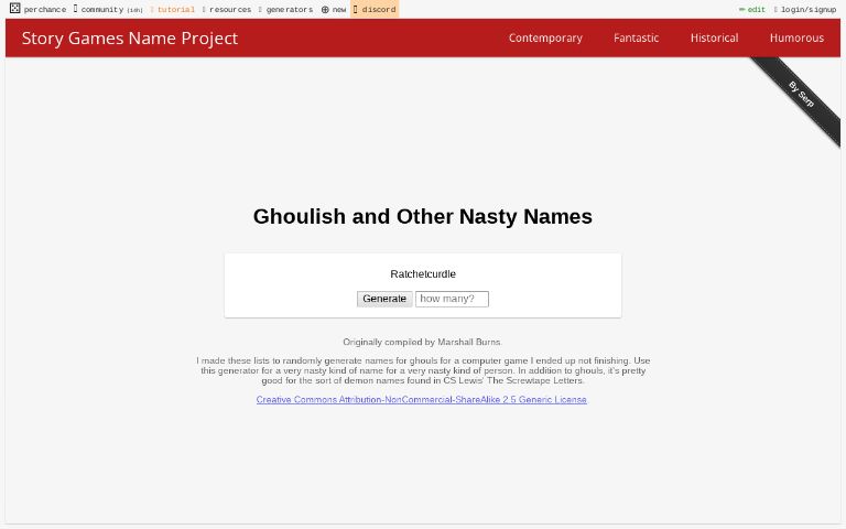 Ghoulish and Other Nasty Names ― Perchance Generator