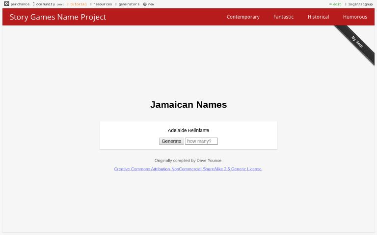 Jamaican Names ― Perchance Generator