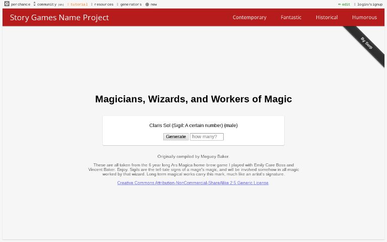 Magicians, Wizards, and Workers of Magic ― Perchance Generator