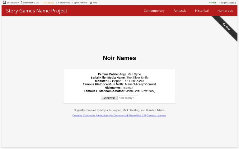 Noir Names ― Perchance Generator