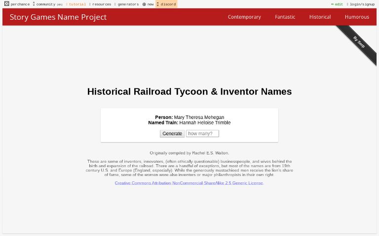 Historical Railroad Tycoon & Inventor Names ― Perchance Generator