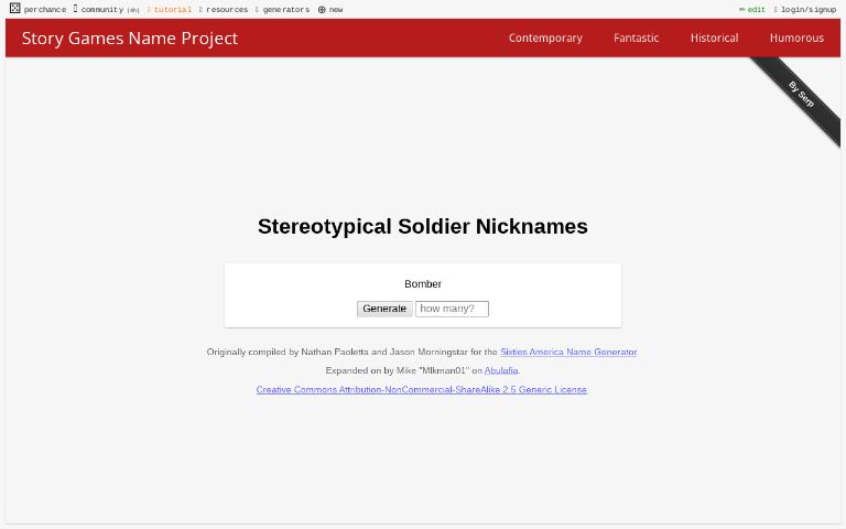 Stereotypical Soldier Nicknames ― Perchance Generator