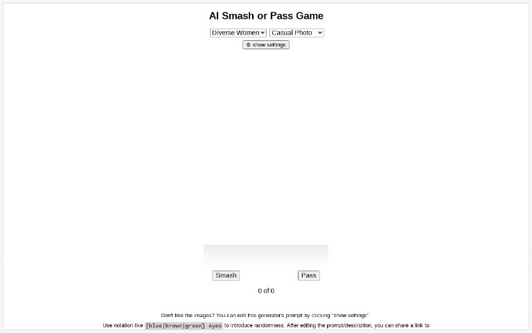 AI Smash or Pass Game ― Perchance Generator