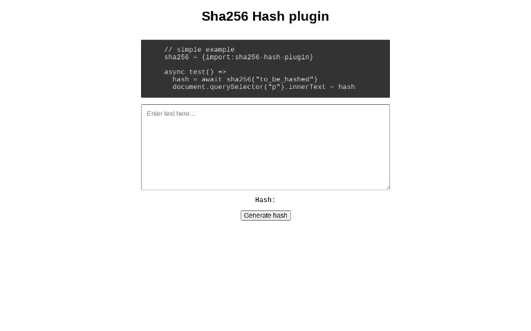 Sha256 Hash Plugin