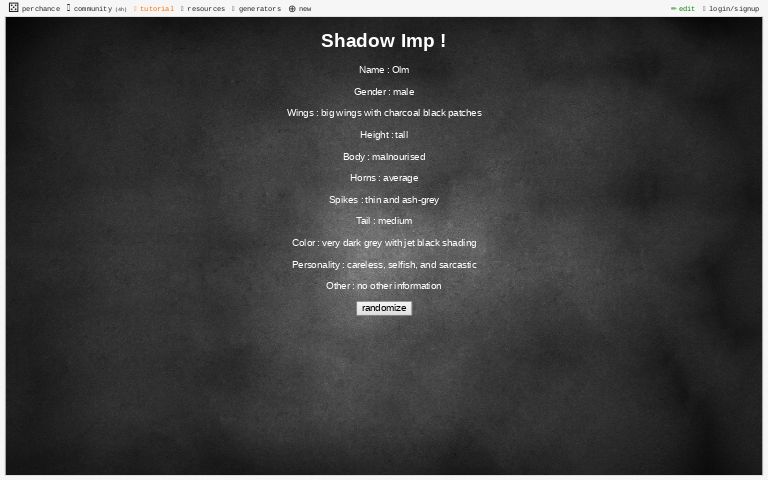 Shadow Imp ! ― Perchance Generator