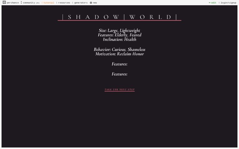 Shadow World ― Perchance Generator