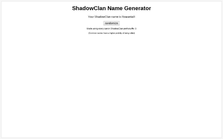 ShadowClan Name Generator