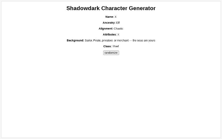 Shadowdark Character Generator