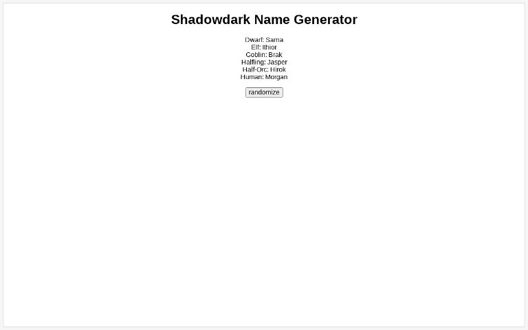 Shadowdark Name Generator