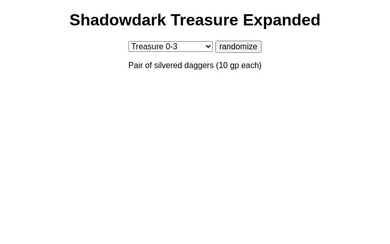 Shadowdark Treasure Expanded ― Perchance Generator