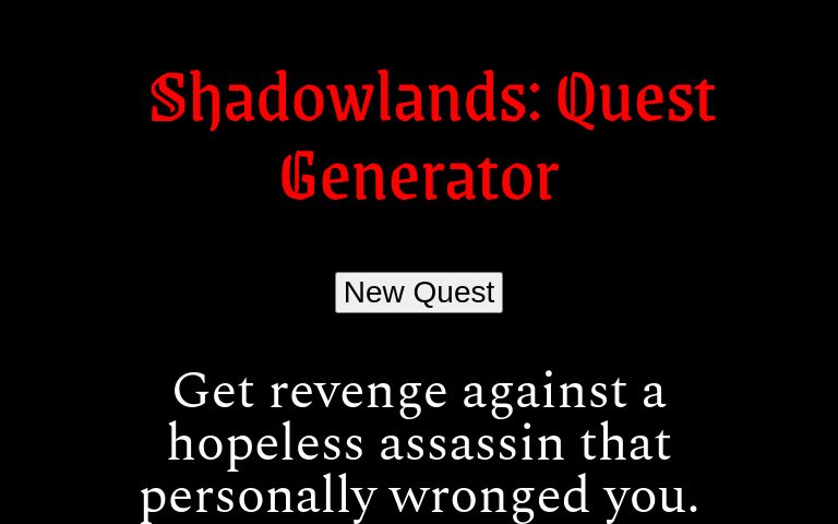 Shadowlands: Quest Generator