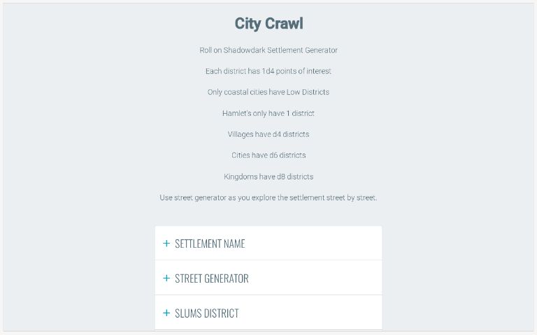 City Crawl ― Perchance Generator